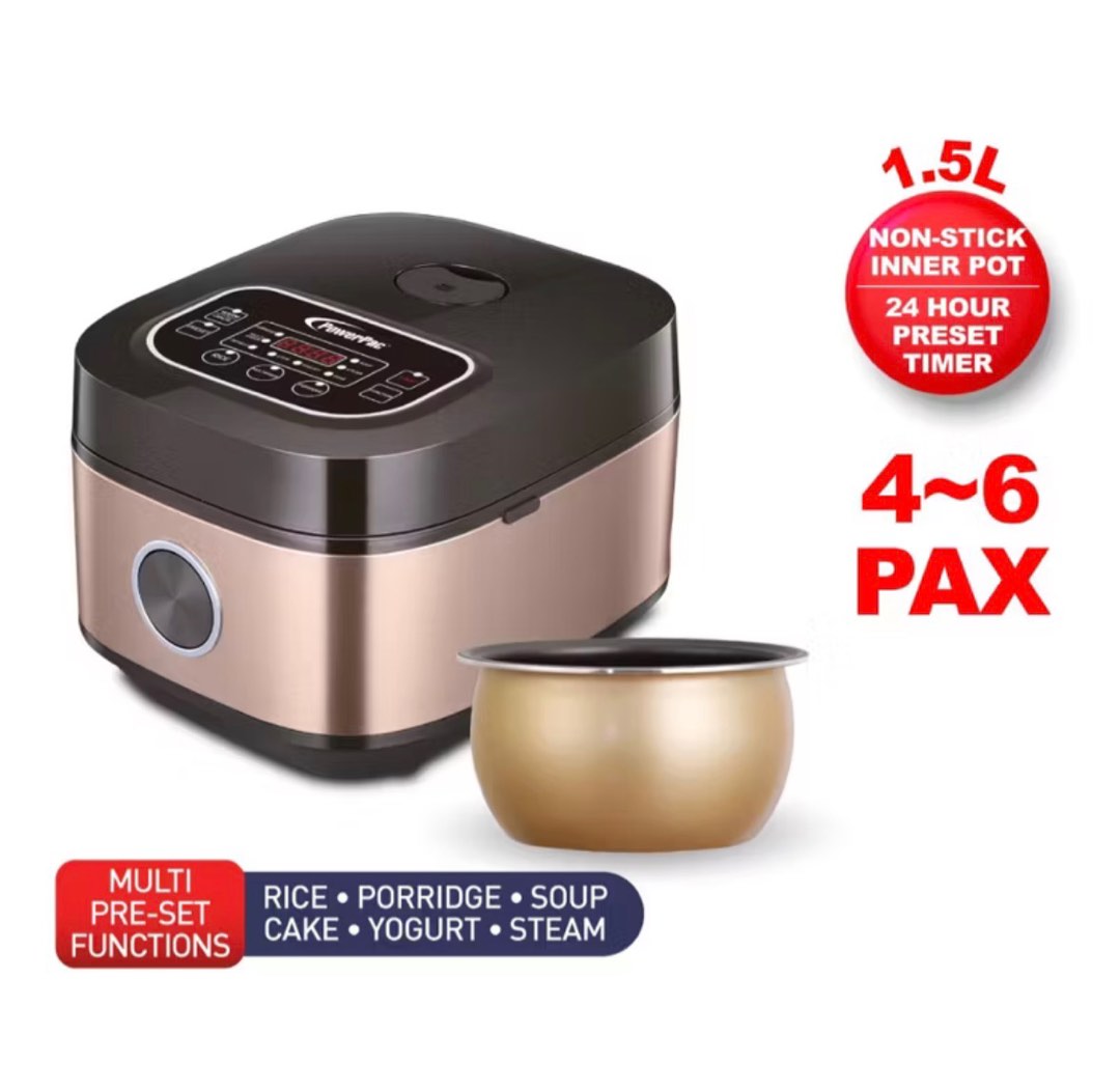 PowerPac Multi-Purpose Digital Rice Cooker 1.2L-1.8L with Non-stick ...