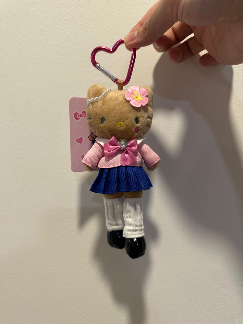 Sanrio Hello Kitty Tanned Long Legs Plush Keychain | School Uniform ...