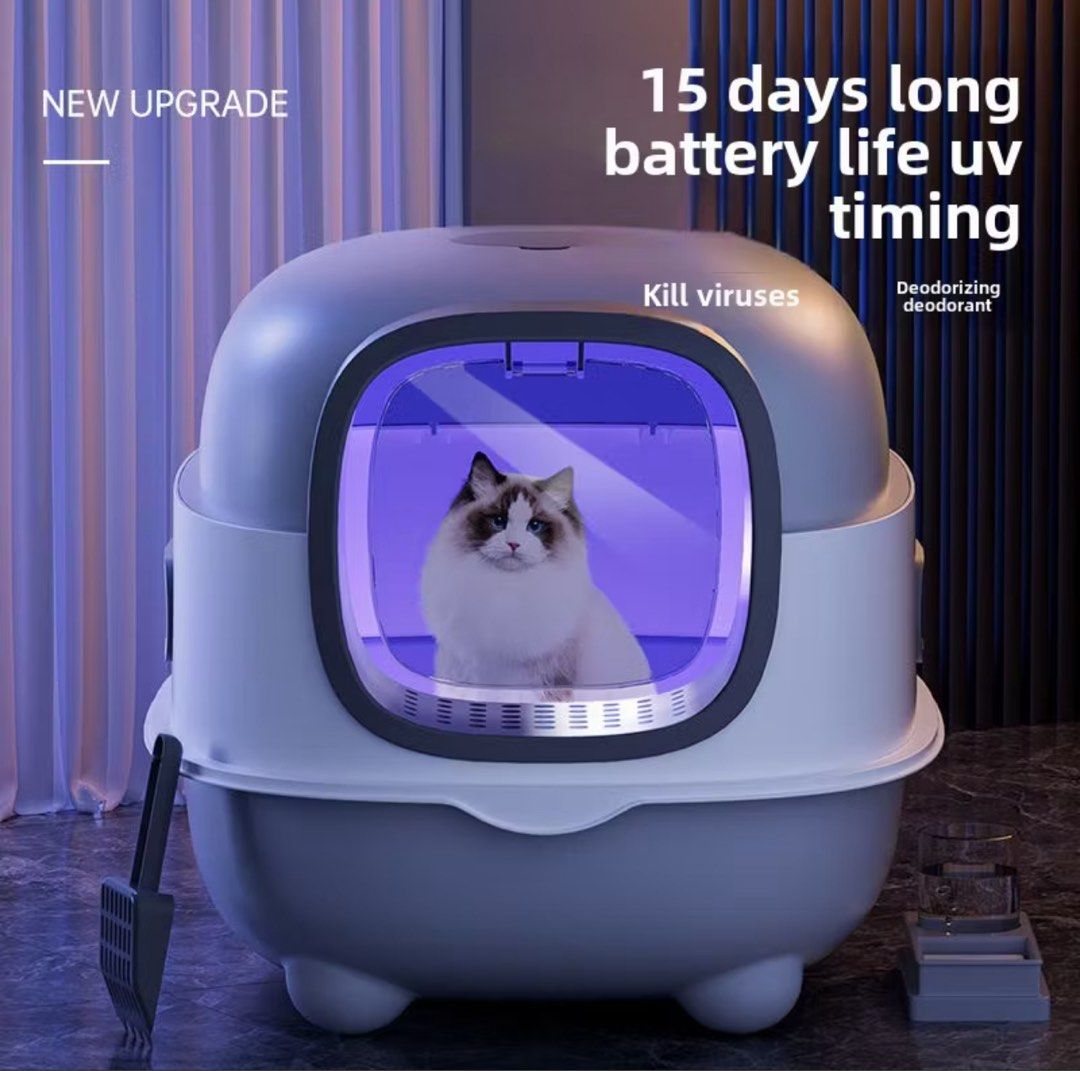 Self-Cleaning Cat Litter Box with UV Sterilization, Pet Supplies, Homes ...