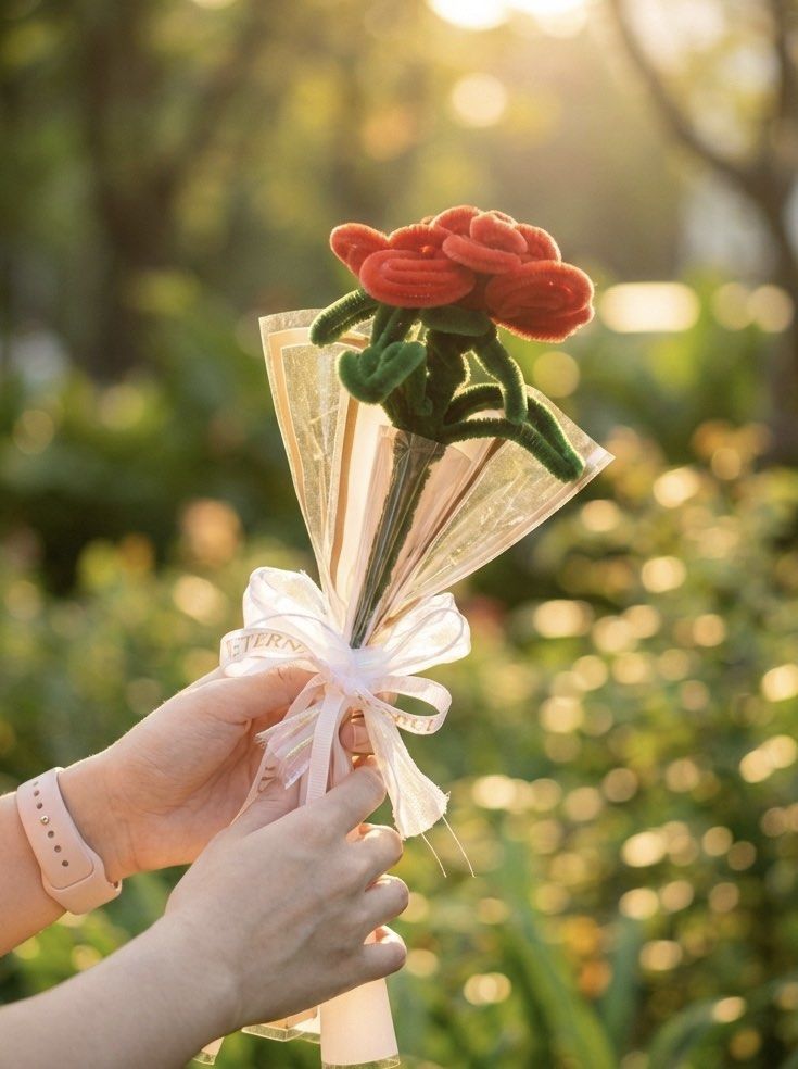 Single Stalk Handmade Pipe Cleaner Rose, Hobbies & Toys, Flowers ...