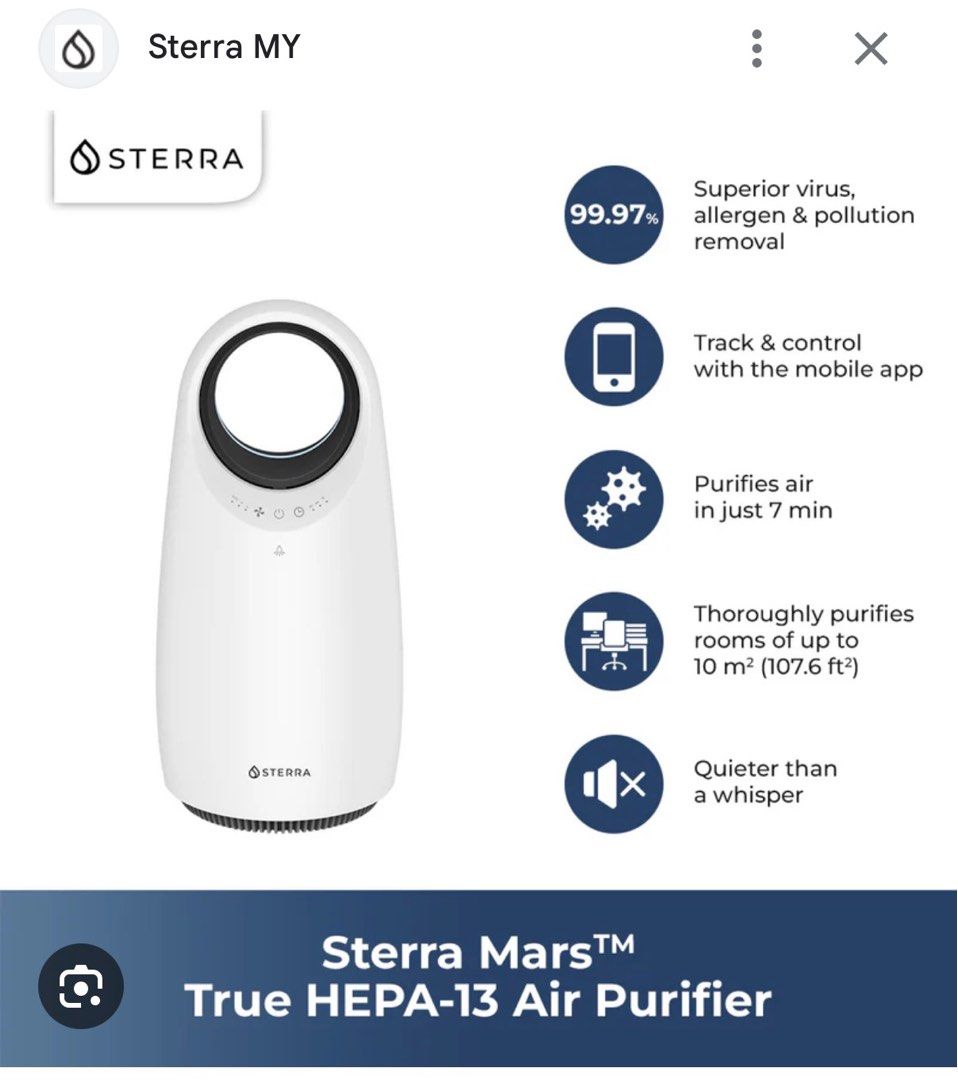 Sterra Mars True HEPA-13 Air Purifier, TV & Home Appliances, Air ...