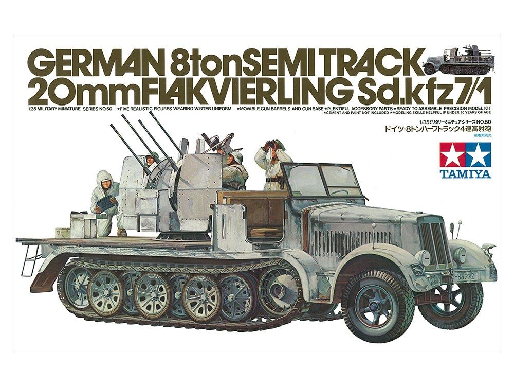 Tamiya German 8-ton Semi-Track 20mm Flakvierling sd.kfz 7/1 Model Kit ...