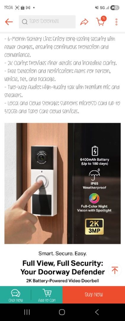 TP Link Tapo Doorbell Viewer, TV & Home Appliances, Other Home ...
