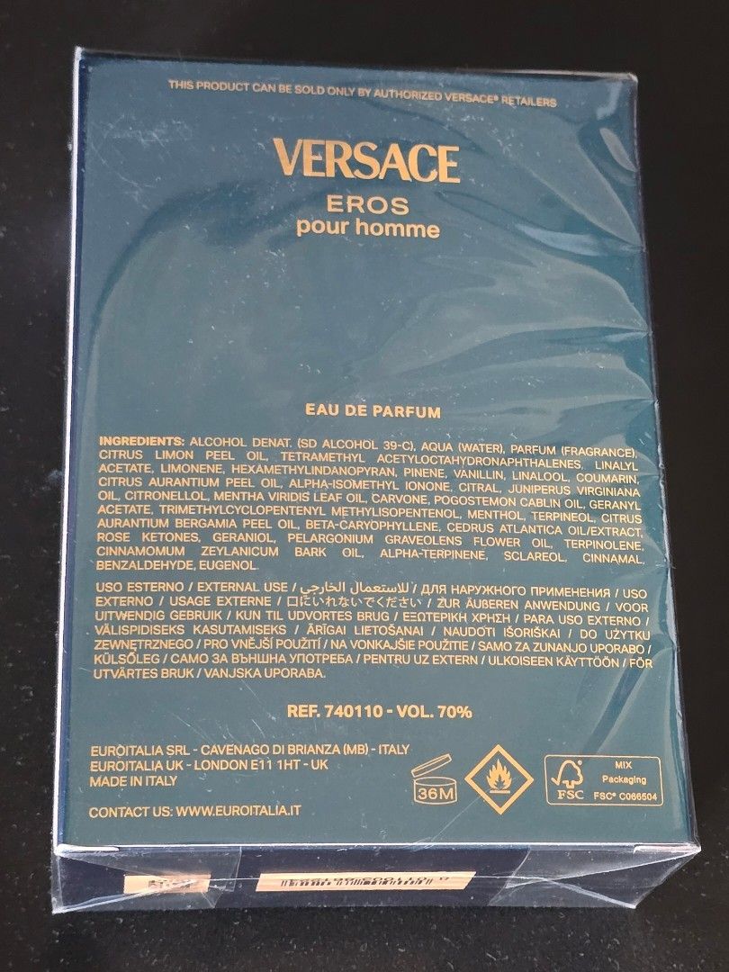 Versace Eros Pour Homme Eau de Parfum 100ml, Beauty & Personal Care ...