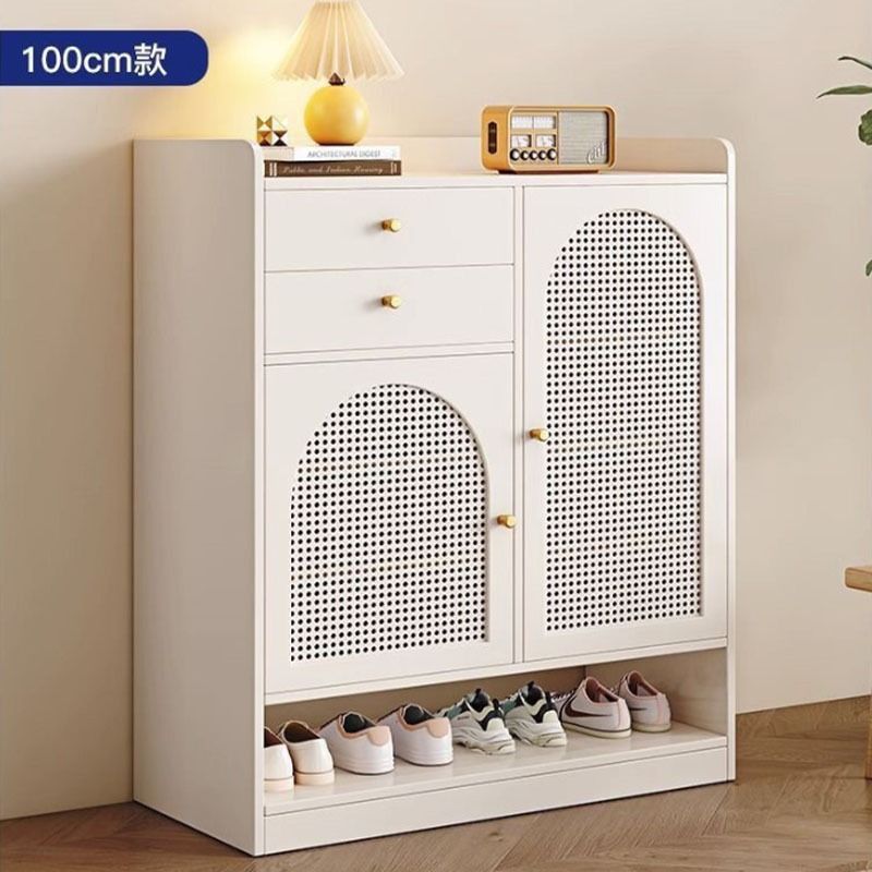 White Shoe Cabinet Nice Shoe Ark (Free Install🚚)Imitation Rattan Door ...
