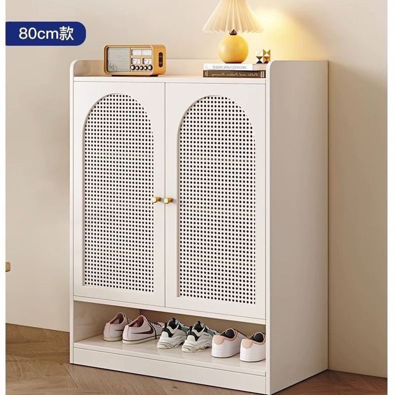 White Shoe Cabinet Nice Shoe Ark (Free Install🚚)Imitation Rattan Door ...