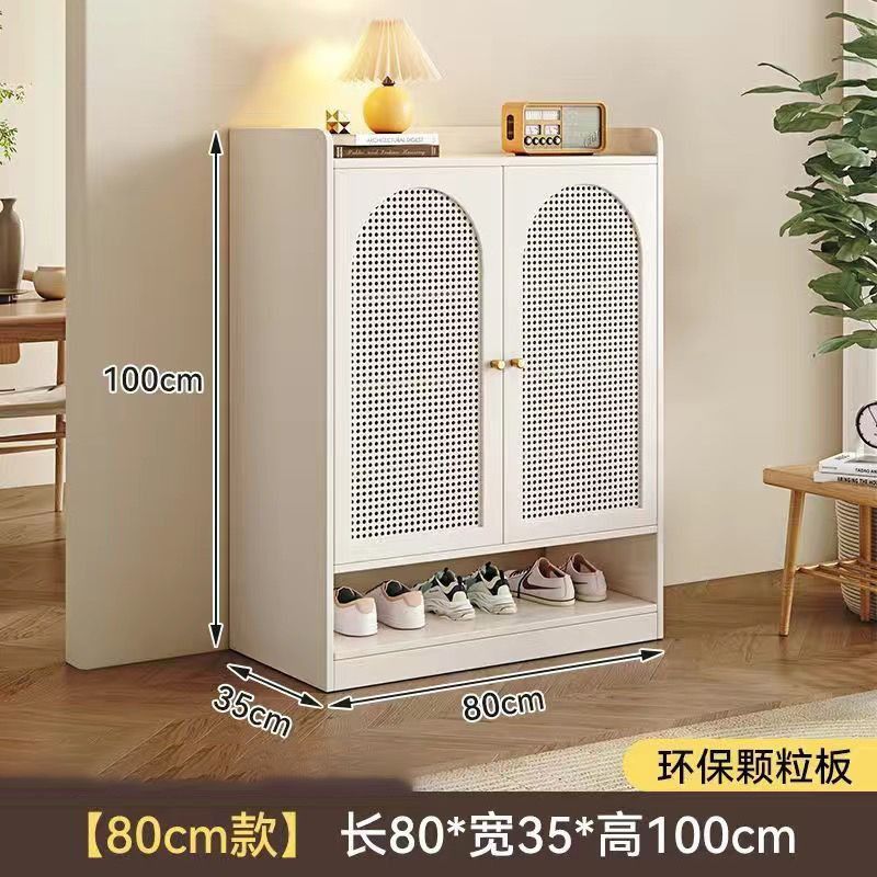 White Shoe Cabinet Nice Shoe Ark (Free Install🚚)Imitation Rattan Door ...