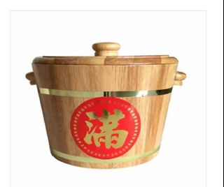 Vintage Wooden Bucket with Lid, Furniture & Home Living, Kitchenware ...