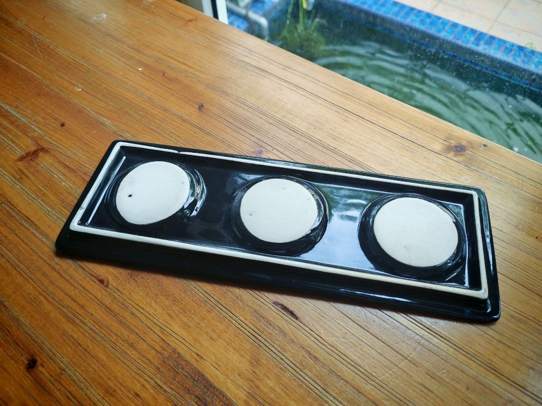 10 Black Ceramic Plate for 3 Holes, Furniture & Home Living ...
