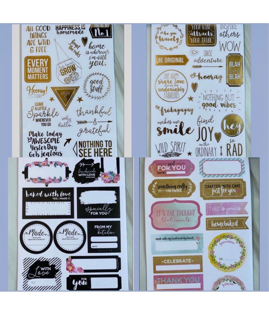 177 Pcs High Quality Gold Foil Clear Stickers / 76pcs Baking & Homemade ...