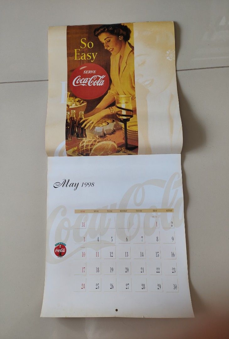 1998 Coca Cola Calendar, Hobbies & Toys, Art & Prints on Carousell