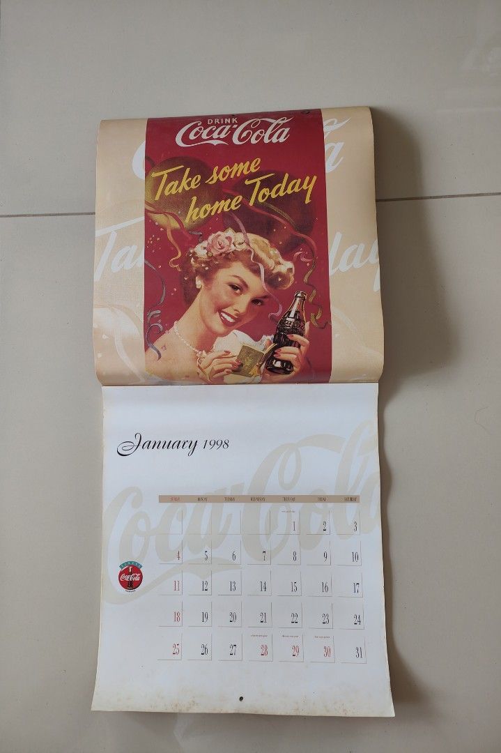 1998 Coca Cola Calendar, Hobbies & Toys, Art & Prints on Carousell