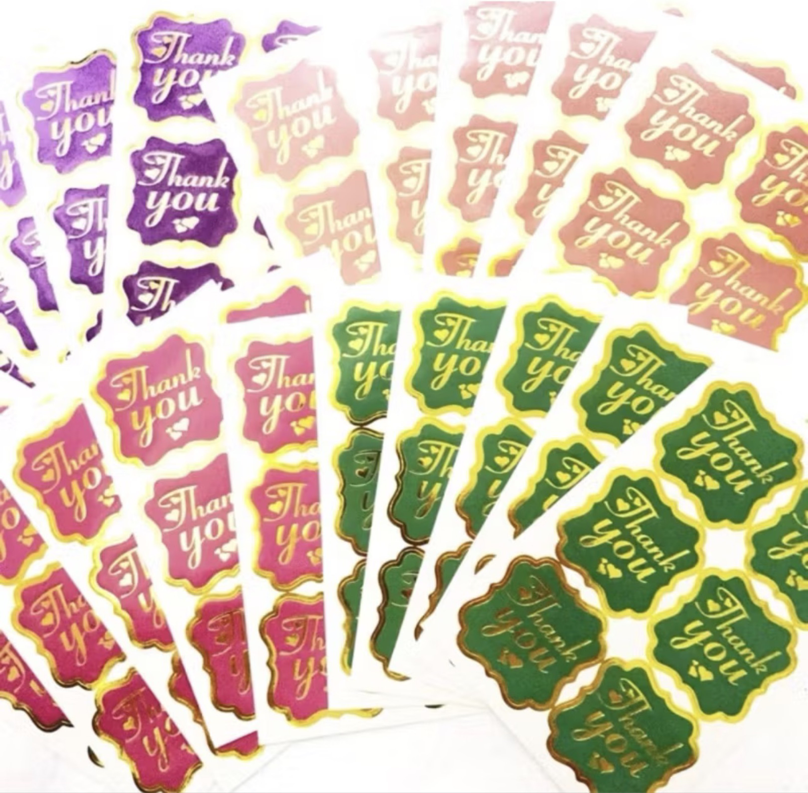 5 Sheets Bronzing Thank You Stickers, Hobbies & Toys, Stationery ...