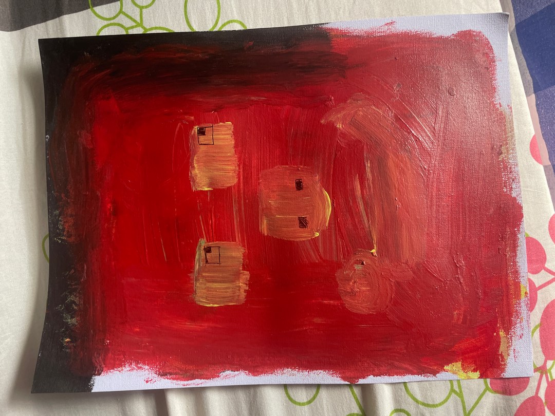 Abstract Acrylic Painting on Paper, Hobbies & Toys, Art & Prints on ...