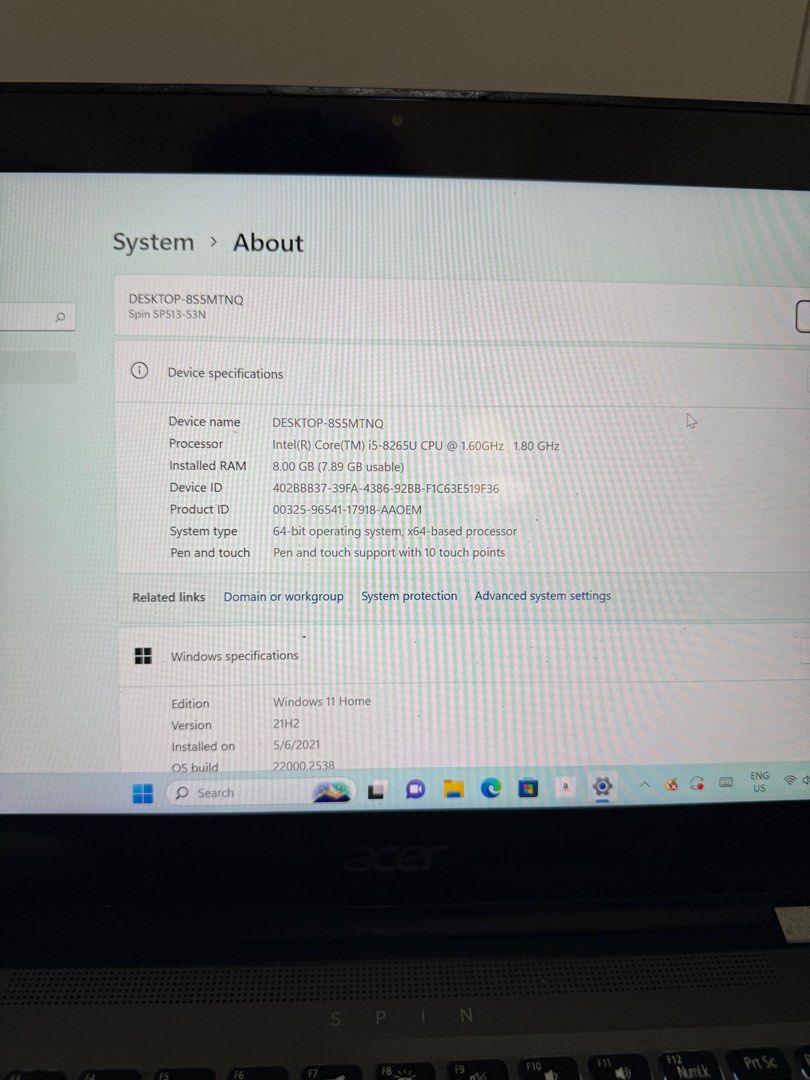 Acer spin 5 touchscreen Laptop, Computers & Tech, Laptops & Notebooks ...