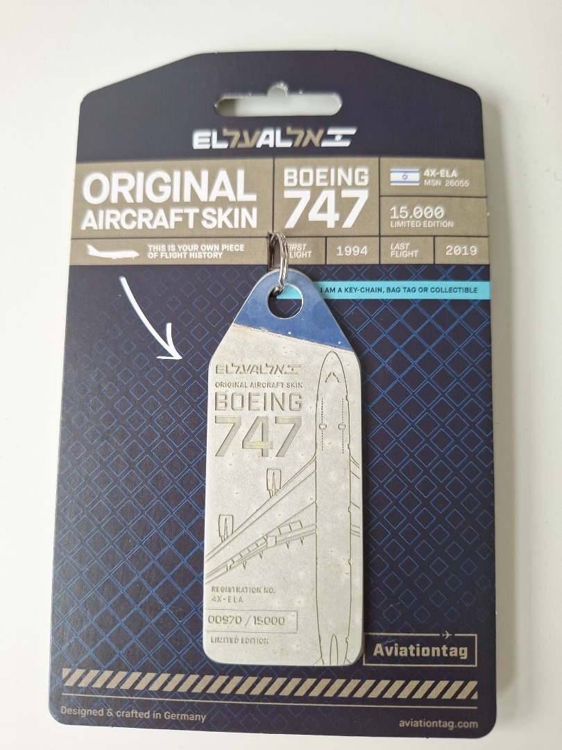 Aviationtag El Al Boeing 747 - 4X-ELA - Grey/Blue, Hobbies & Toys ...