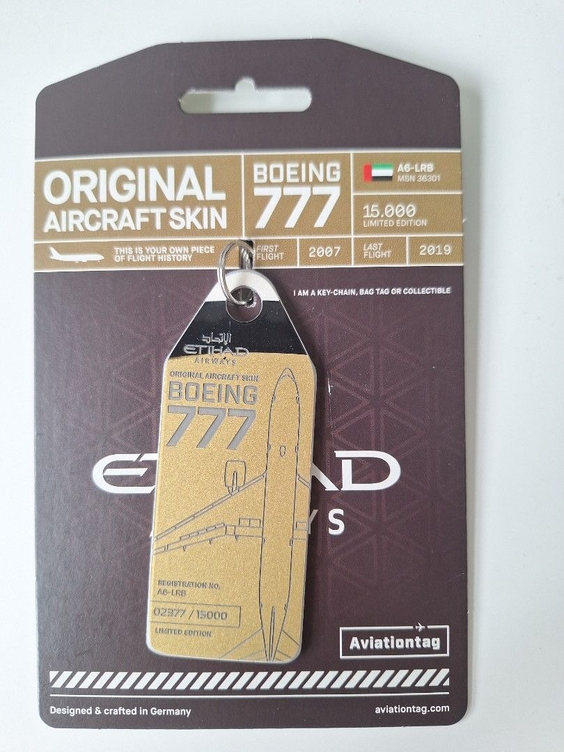 Aviationtag Etihad Boeing 777 - A6-LRB Tri-Color, Hobbies & Toys ...