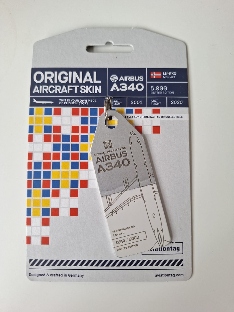 Aviationtag SAS Airlines Airbus A340 - LN-RKG- Grey/White Bicolor ...
