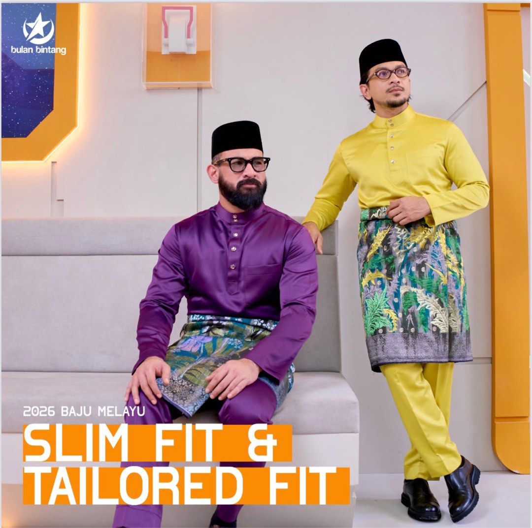 Baju Raya 2026 Bulan Bintang, Men's Fashion, Muslim Wear, Baju Melayu ...