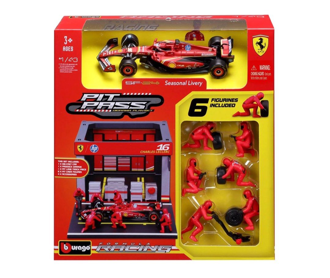 Bburago Ferrari F1 SF-24 2024 Pit Pass #16 Charles Leclerc 1/43 scale ...