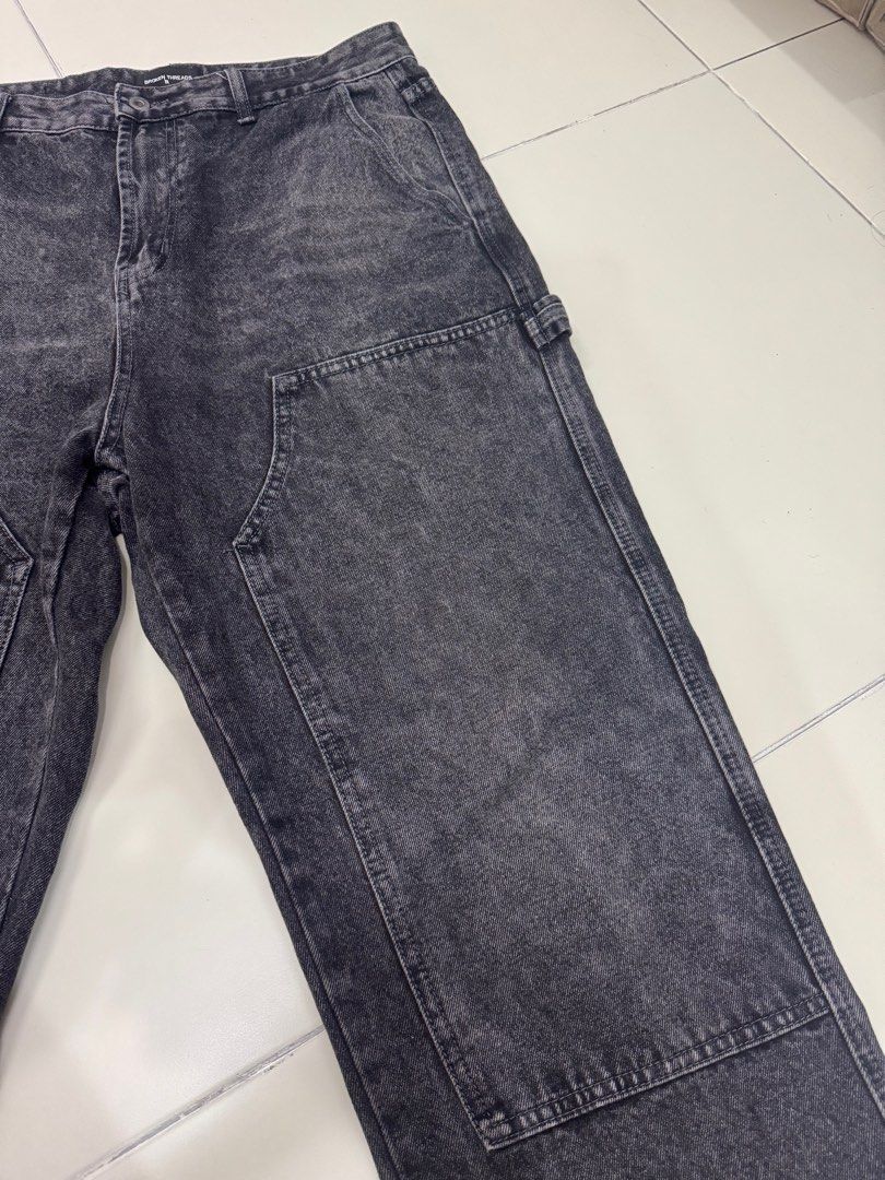 Broken Threads smoked Black work Jeans, Men's Fashion, Bottoms, Jeans ...