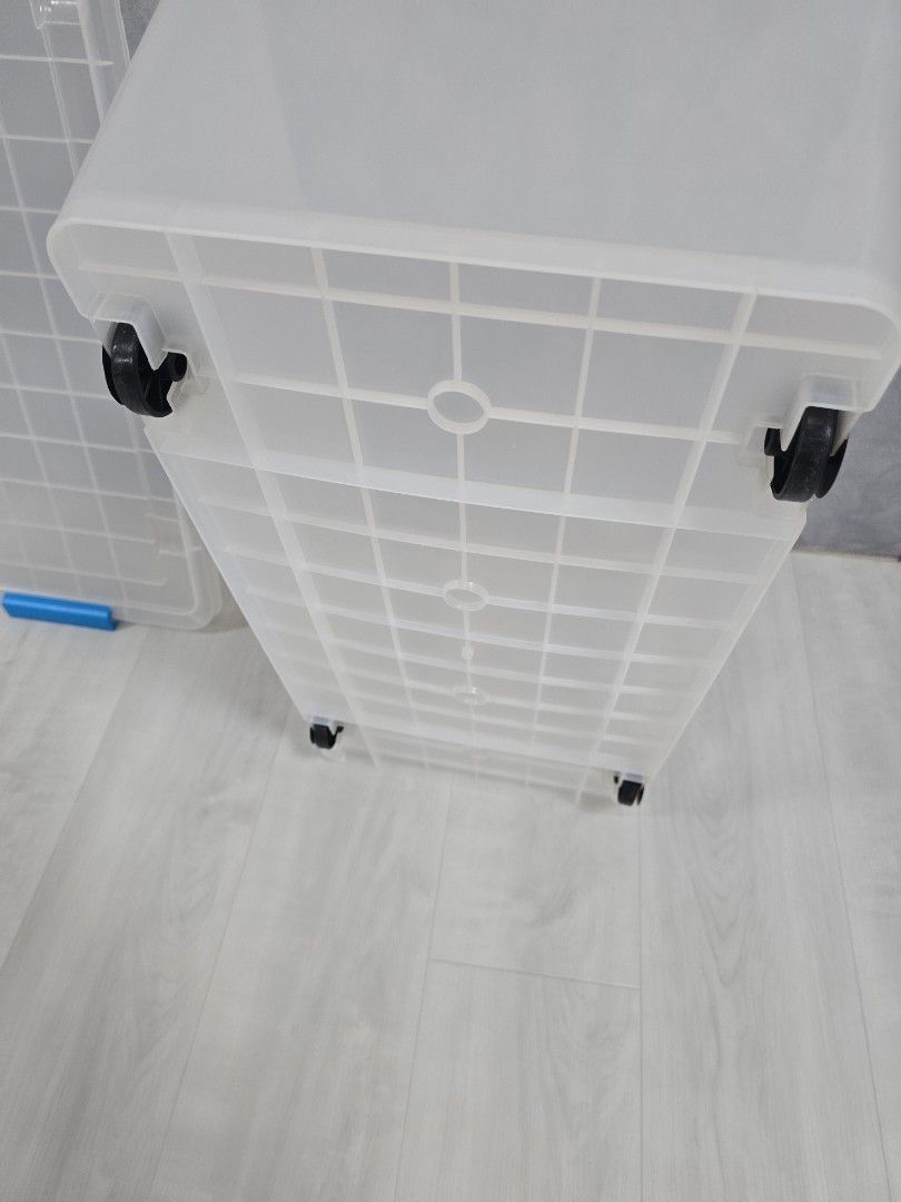 Clear Plastic Storage Box with Wheels, Furniture & Home Living, Home Improvement & Organisation ...