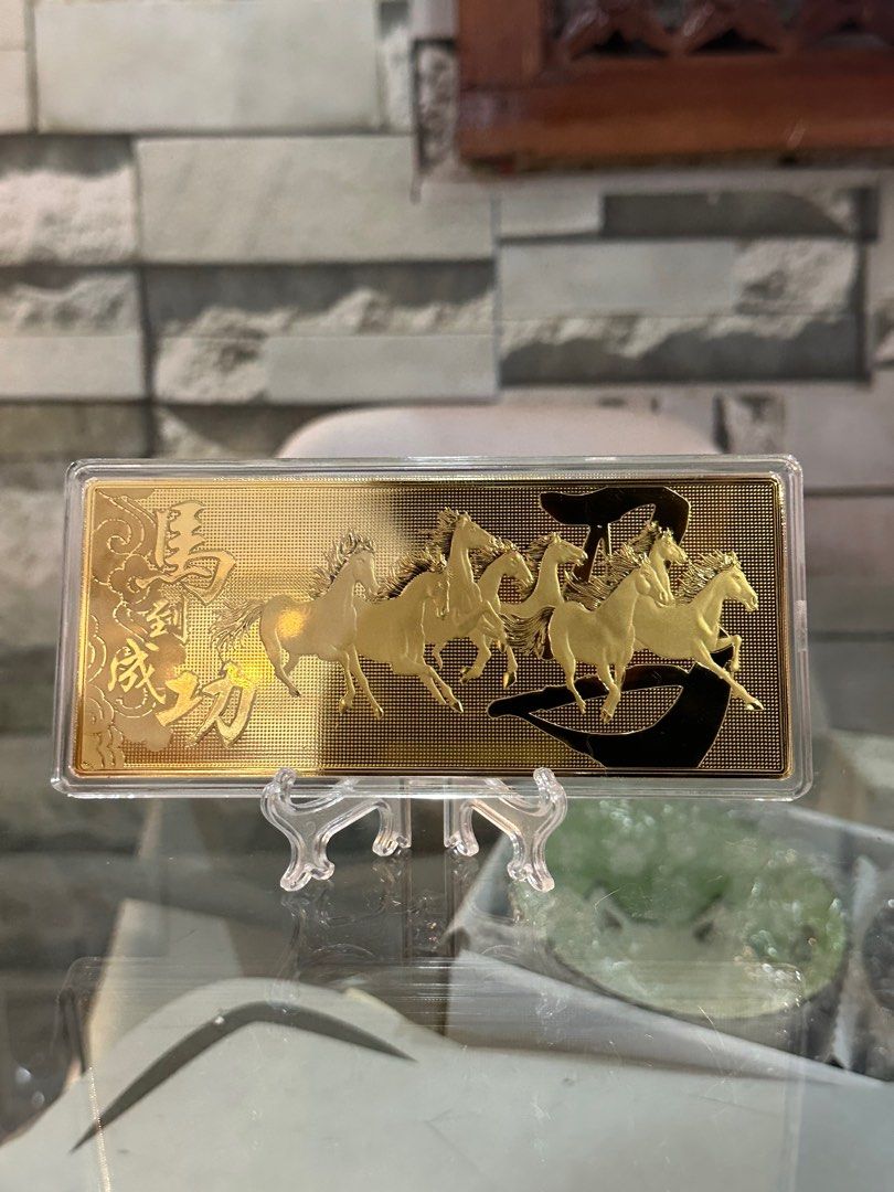 Gold Bar with Horses Design, Luxury, Accessories on Carousell
