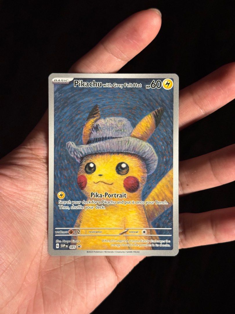 Gradeable Pikachu with Grey Felt Hat Pokemon Card Van Gogh Pikachu ...