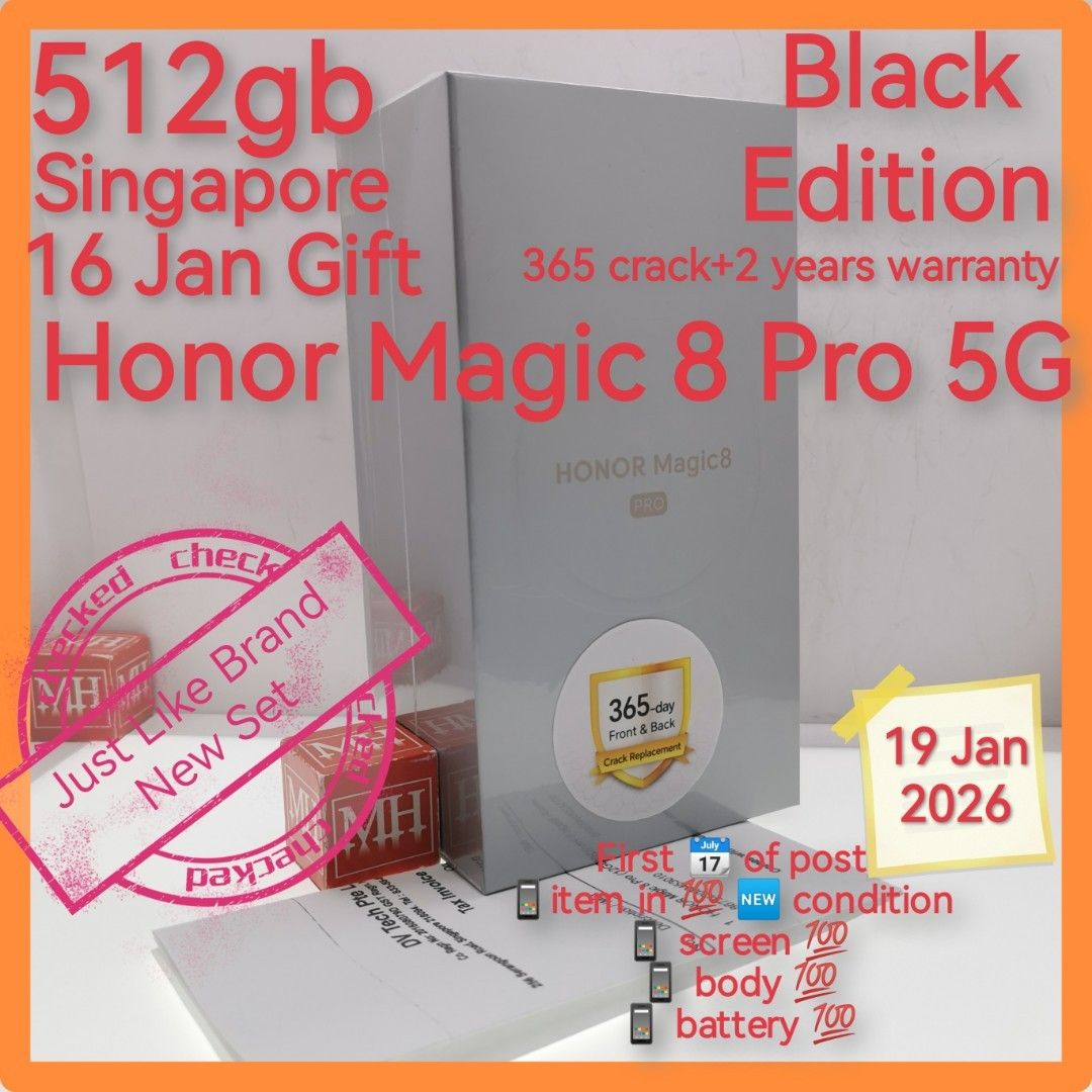 Honor Magic 8 pro 16 Jan gift 2028 +screen Black 512GB, Mobile Phones ...