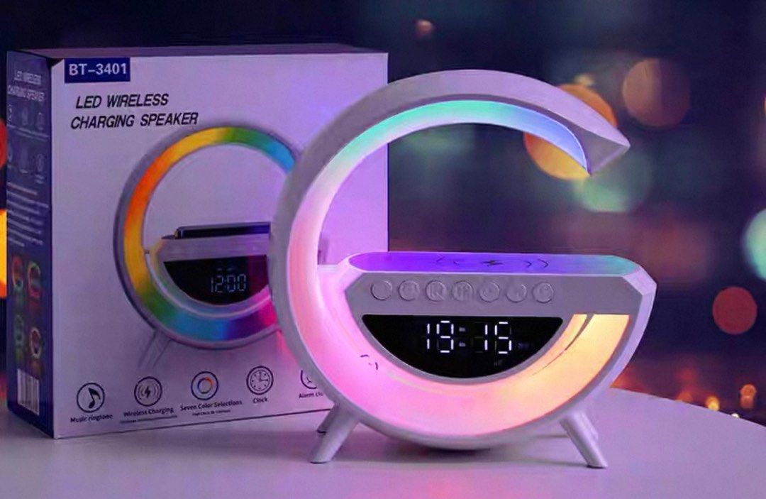 LED Wireless Charging Speaker with Alarm Clock / Bed lamp, Audio ...