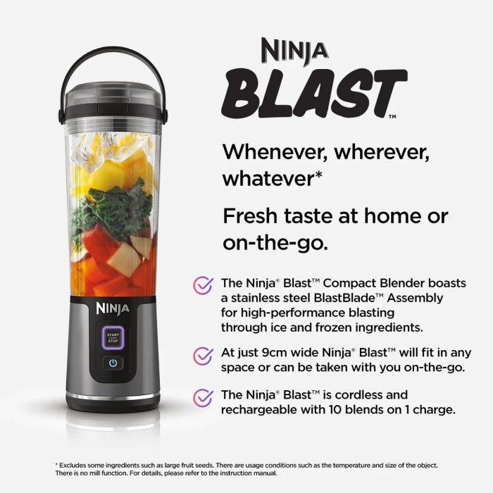 Ninja Blast Compact Blender - Portable & Rechargeable, TV & Home ...