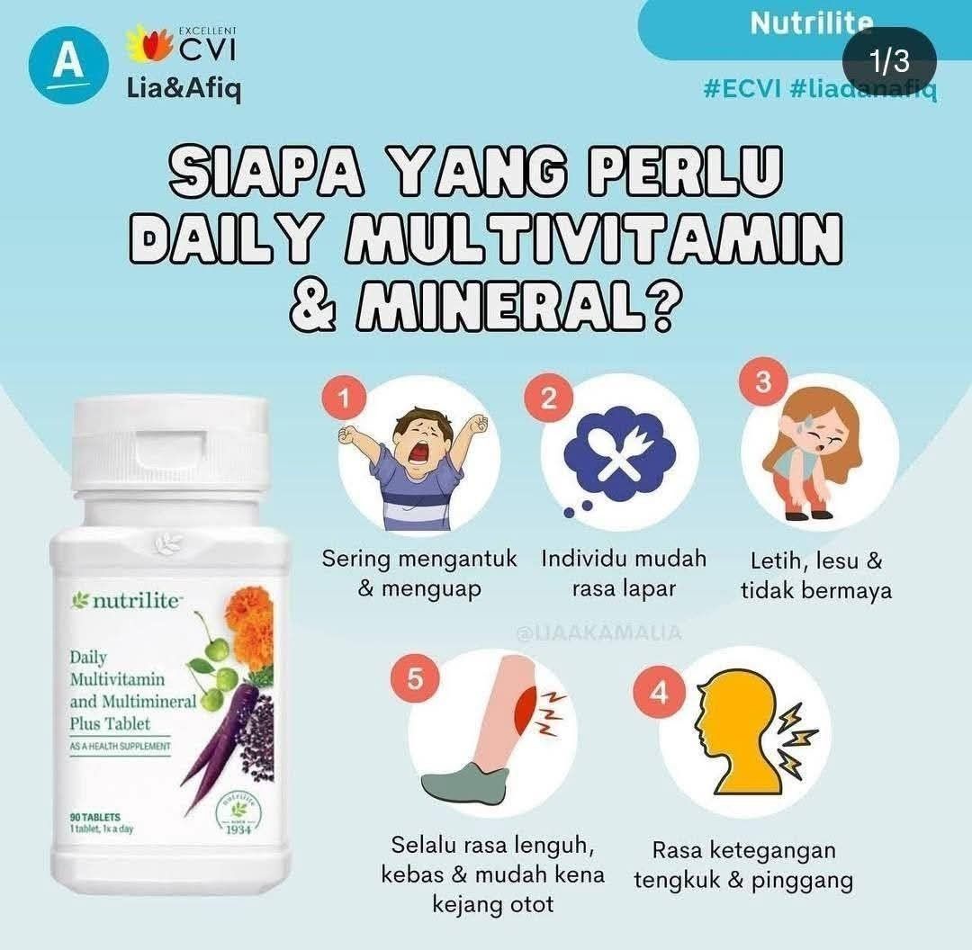 Nutrilite Daily Multivitamin & Mineral 90 Tablets, Health & Nutrition ...