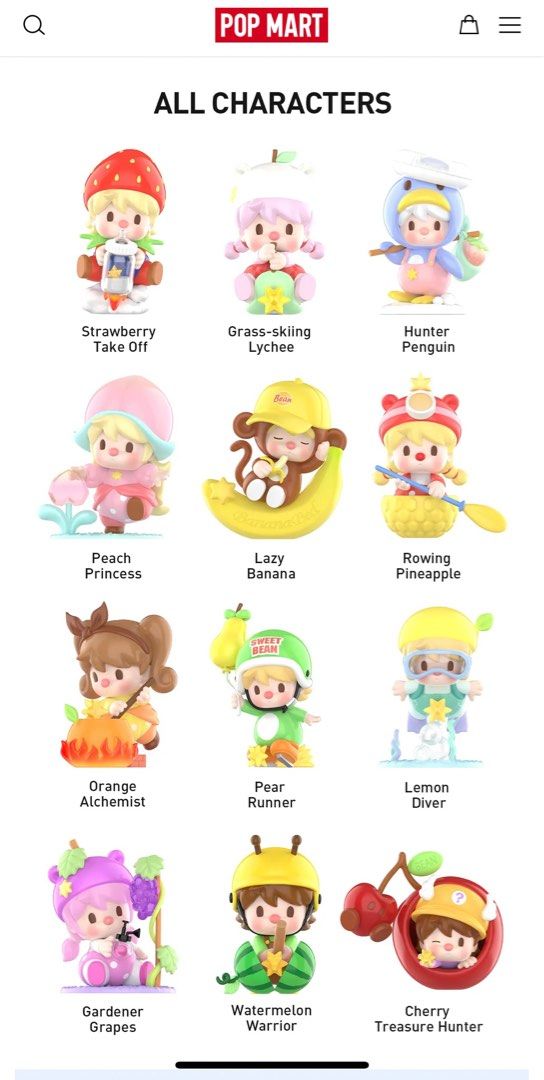 Popmart x sweet bean blind box fruit world adventure blind box, Hobbies ...