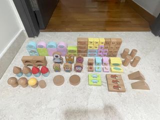 Wooden Building Blocks - Various Shapes & Colors, Hobbies & Toys, Toys ...