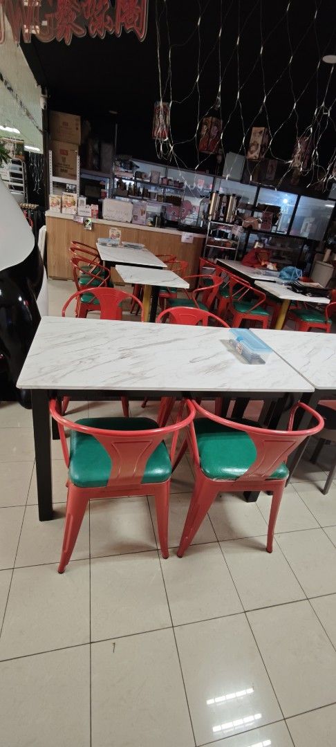 Red and Green Cafe Chairs & Table, Furniture & Home Living, Furniture ...