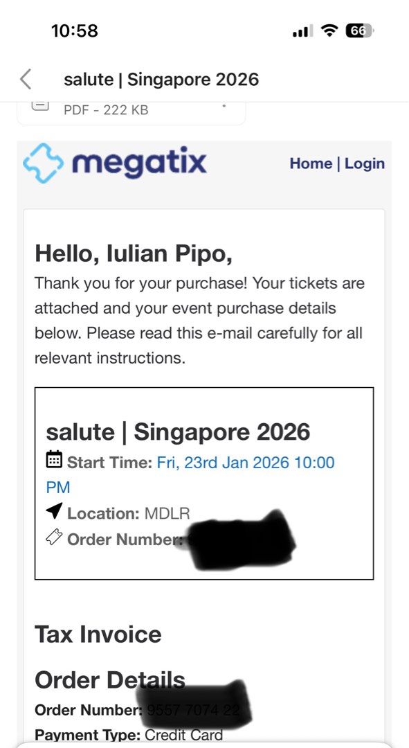 Salute - 2x tickets - Singapore 2026 Concert Ticket, Tickets & Vouchers ...