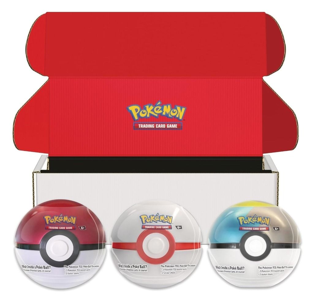 2024 Poké Ball Tin 3 Pack Bundle Poke Ball + Premier Ball + Moon Ball ...