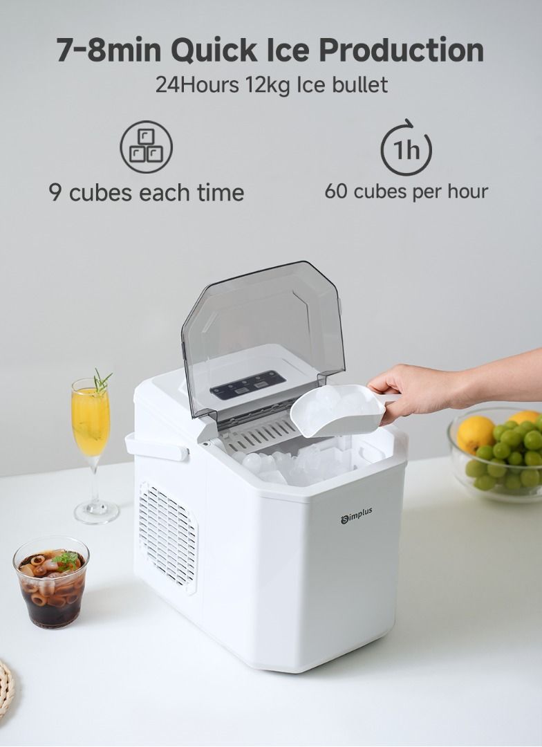 Simplus Fast Household Compact Ice Maker Easy Portable 12KG ice bullet ...