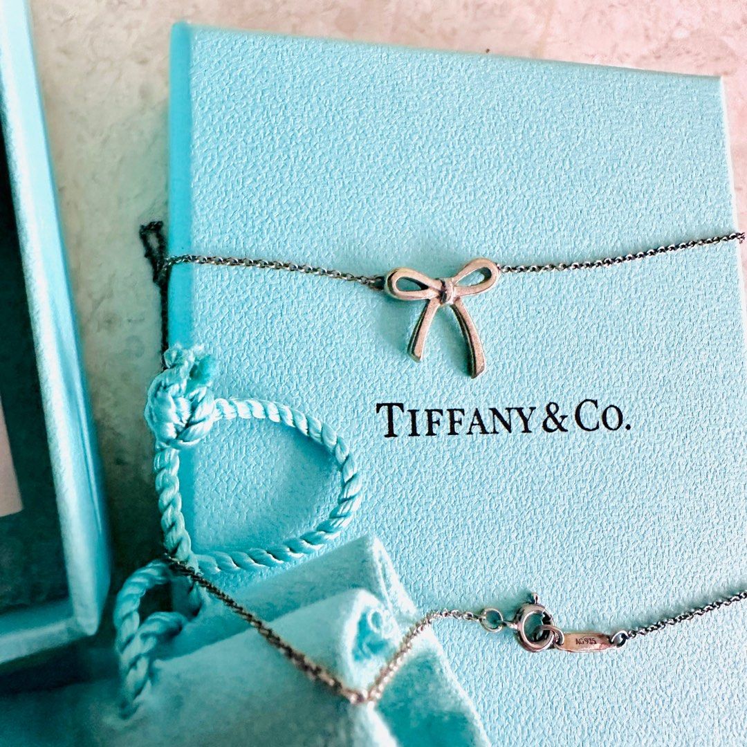 STEAL Tiffany & Co T&C Bow Ribbon Pendant Classic 925 Sterling Silver ...