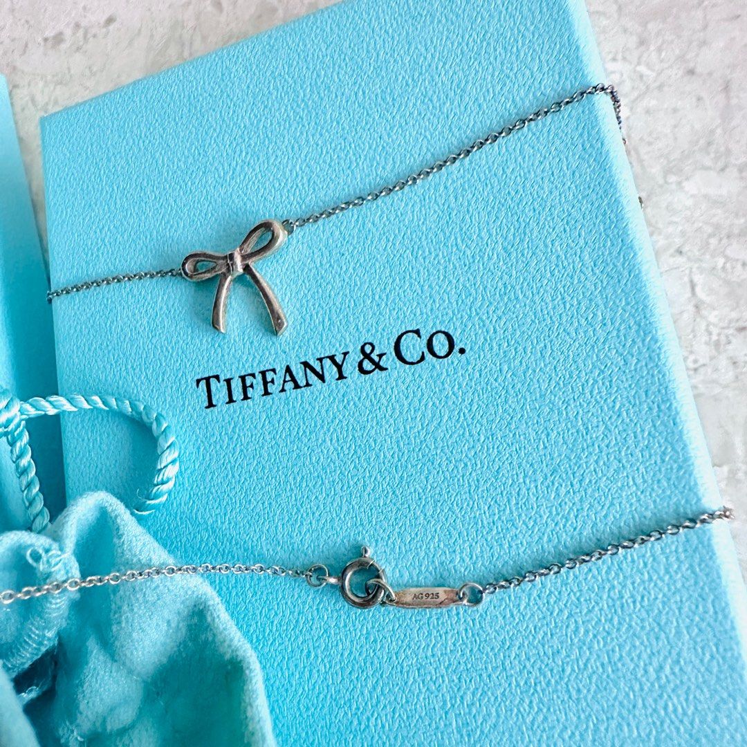 STEAL Tiffany & Co T&C Bow Ribbon Pendant Classic 925 Sterling Silver ...