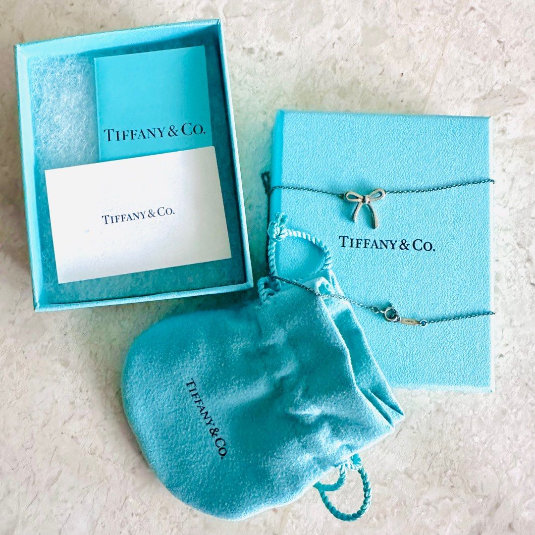 STEAL Tiffany & Co T&C Bow Ribbon Pendant Classic 925 Sterling Silver ...