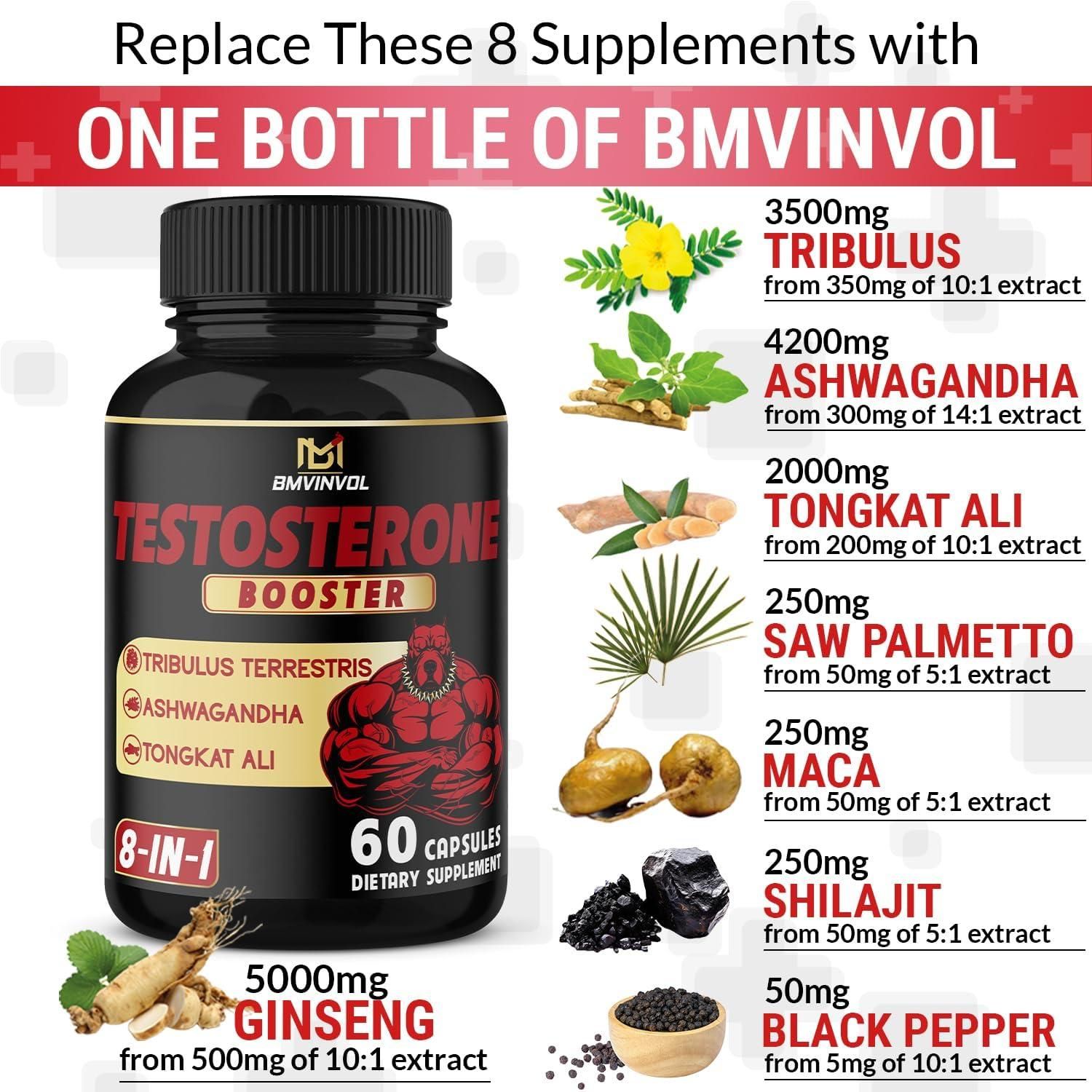 Test Booster for Men - 2 Packs 60 Capsules - 15500Mg Per Serving with ...