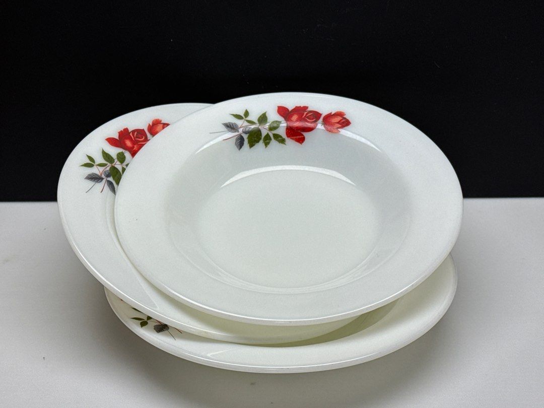 Vintage PYREX JAJ June Rose Soup Dish Plate 8.5”, Furniture & Home ...
