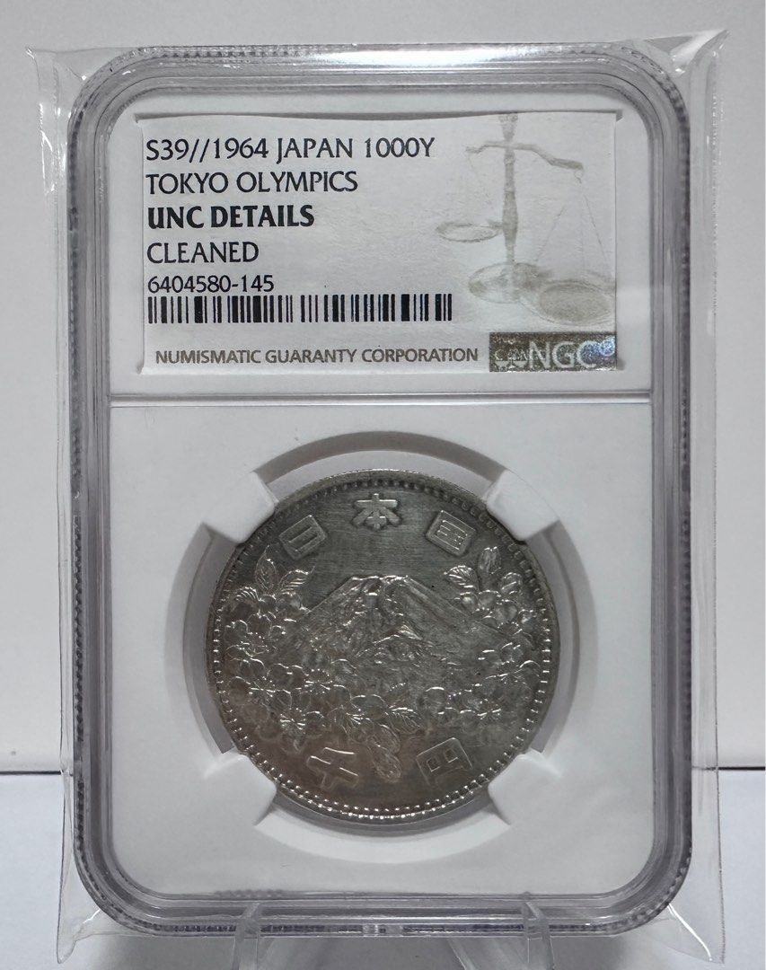 1964 Japan Olympics 1000 Yen Silver Coin NGC Graded UNC Details ...