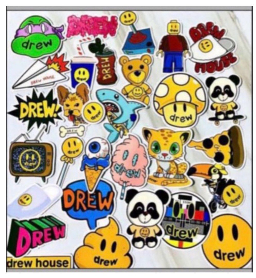 25pcs Drew House Justin Beiber Stickers JB Street Art Brand in Glossy ...