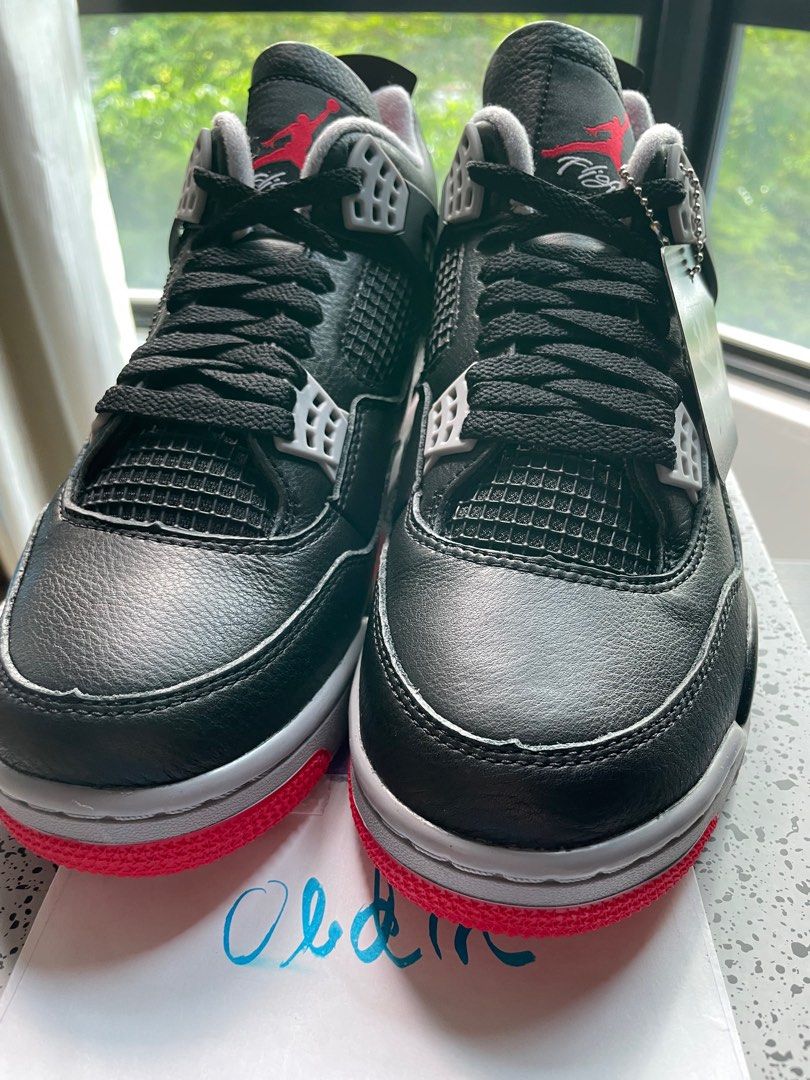 Air Jordan 4 Retro Black/Fire Red-Cement Grey, Men's Fashion, Footwear ...