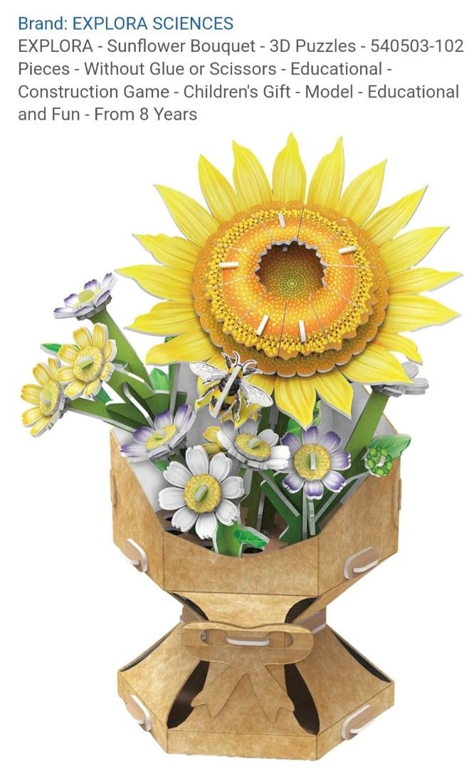 Brand New 3D Sunflower Bouquet 102 pieces Puzzles!, Hobbies & Toys ...