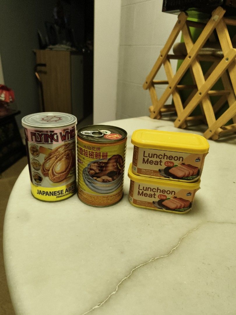 Canned Food Assortment - Japanese Abalone, Braised Pork, Luncheon Meat ...