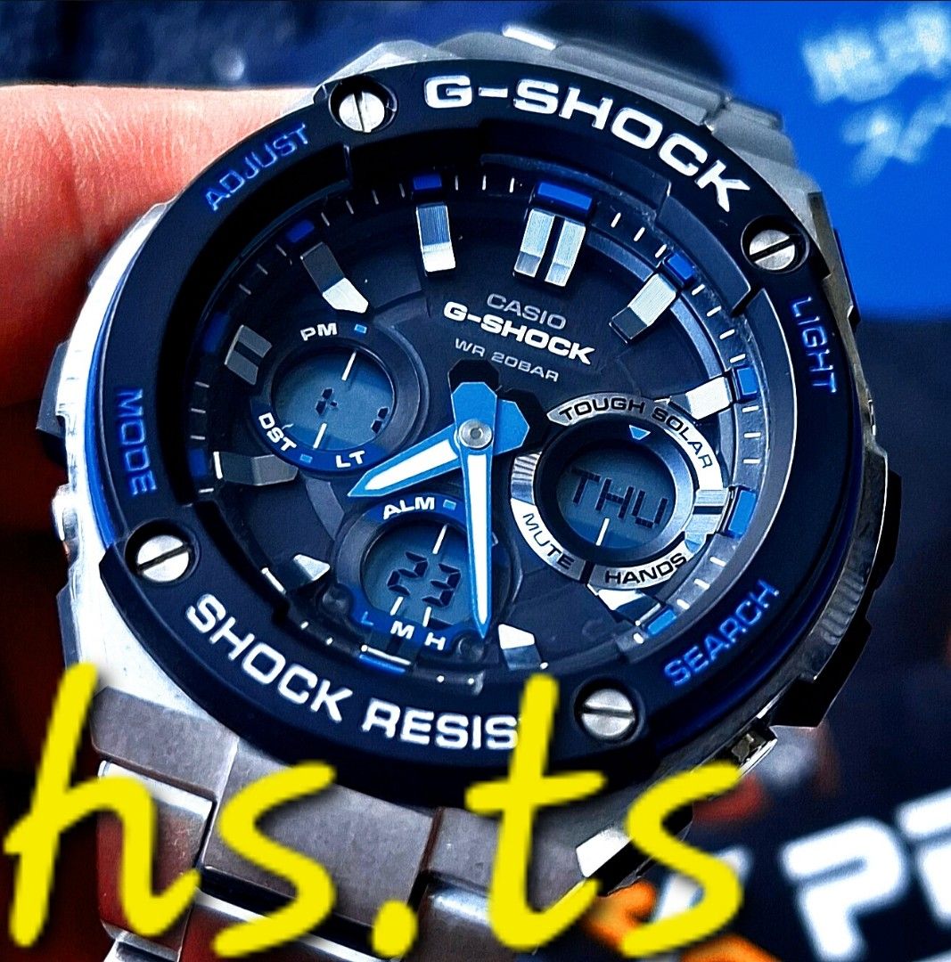 🔥CHEAPEST🔥 G Shock G-Steel 🔵⚫️ Blue Black 52mm Solar Sports Watch (Full ...
