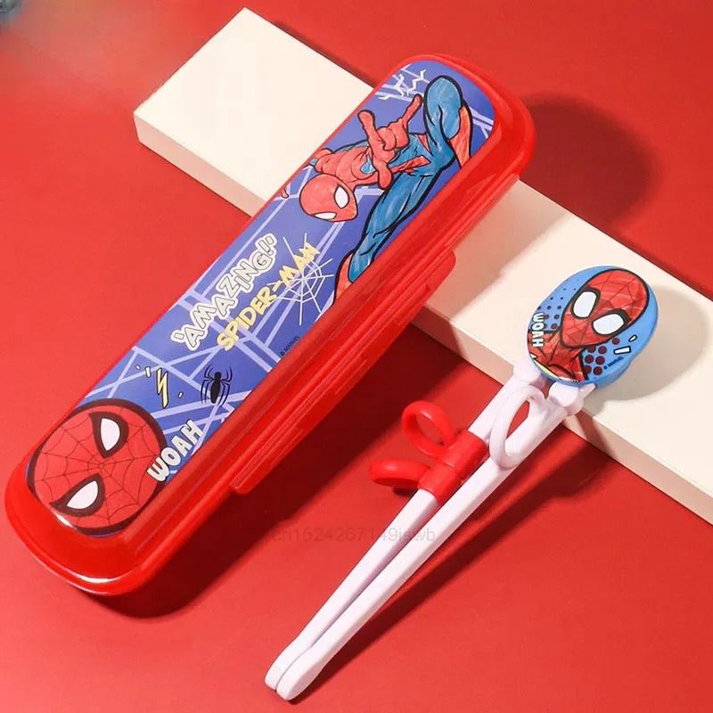 Disney Cartoon Spider Man Children's Chopsticks Reusable Portable Kids ...